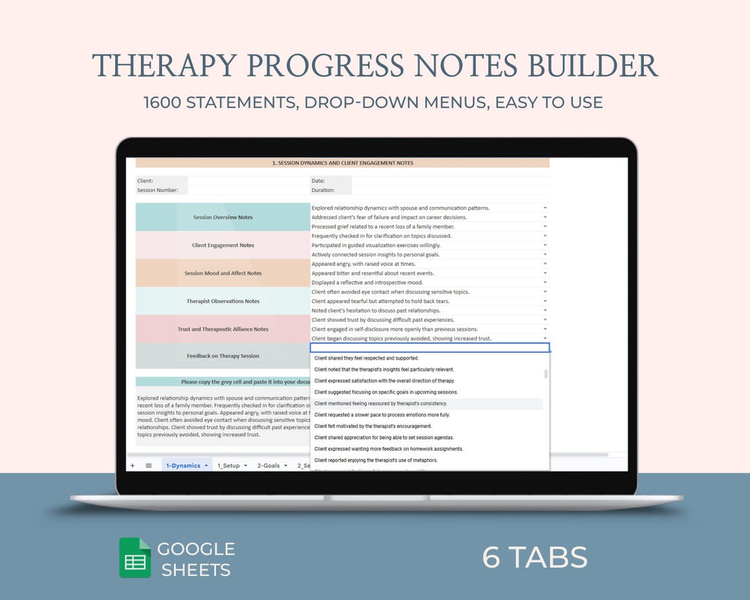 Therapy Progress Notes, Case Management, Therapy Statements, Progress ...