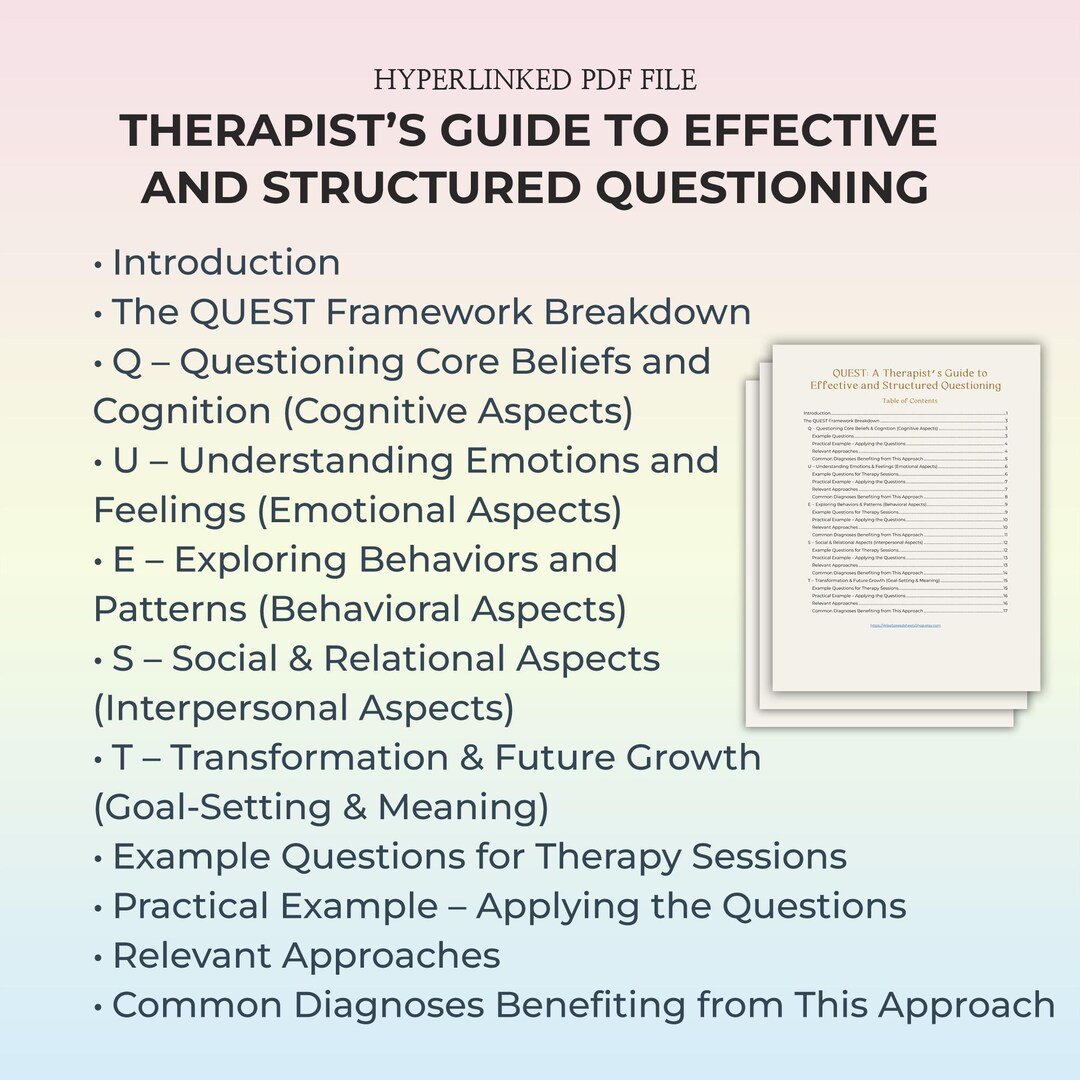 Therapy Questions Counseling Guide Cognitive Tool Emotional Awareness ...