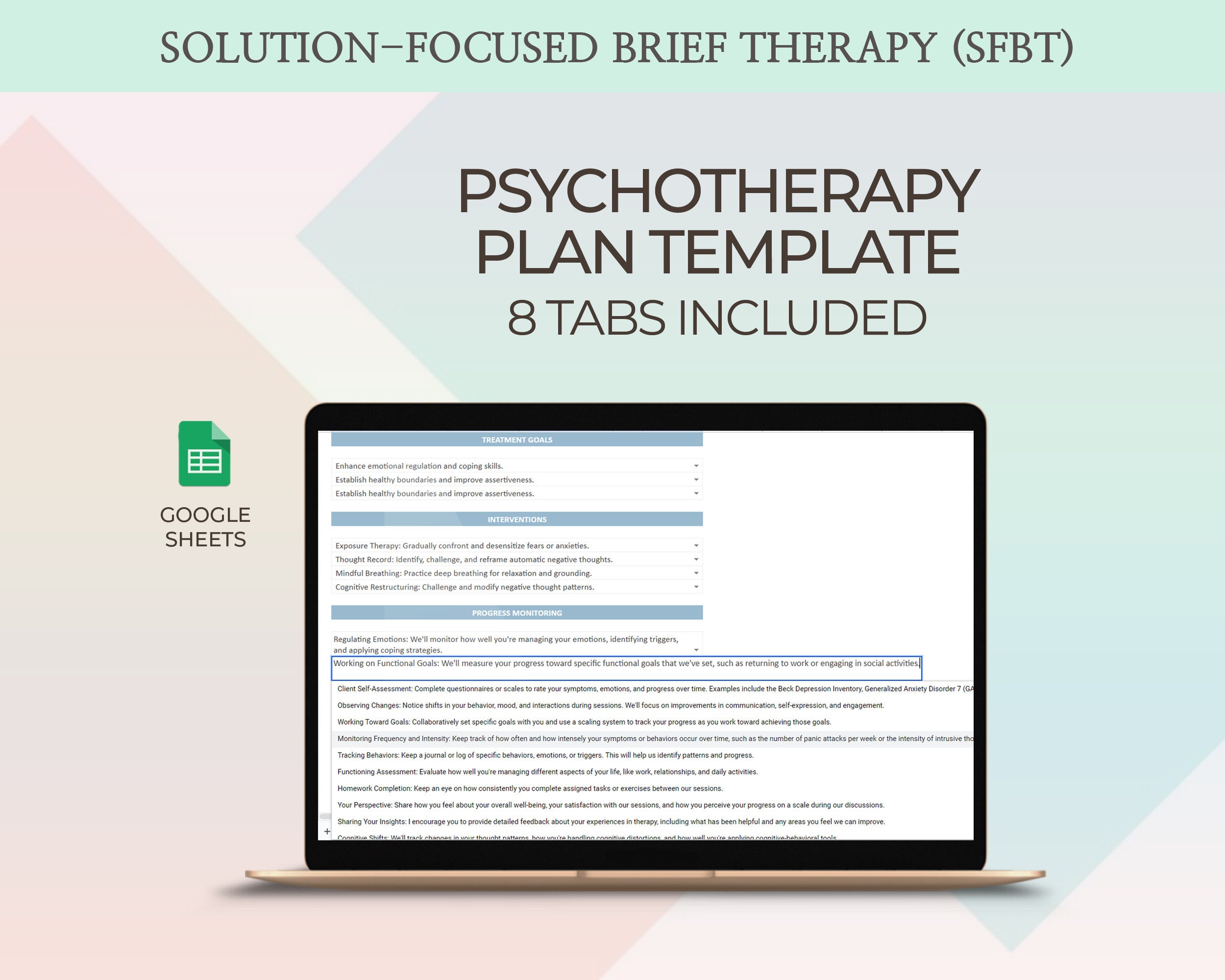 Treatment Plan Template, Solution-focused Brief Therapy SFBT, Goals ...