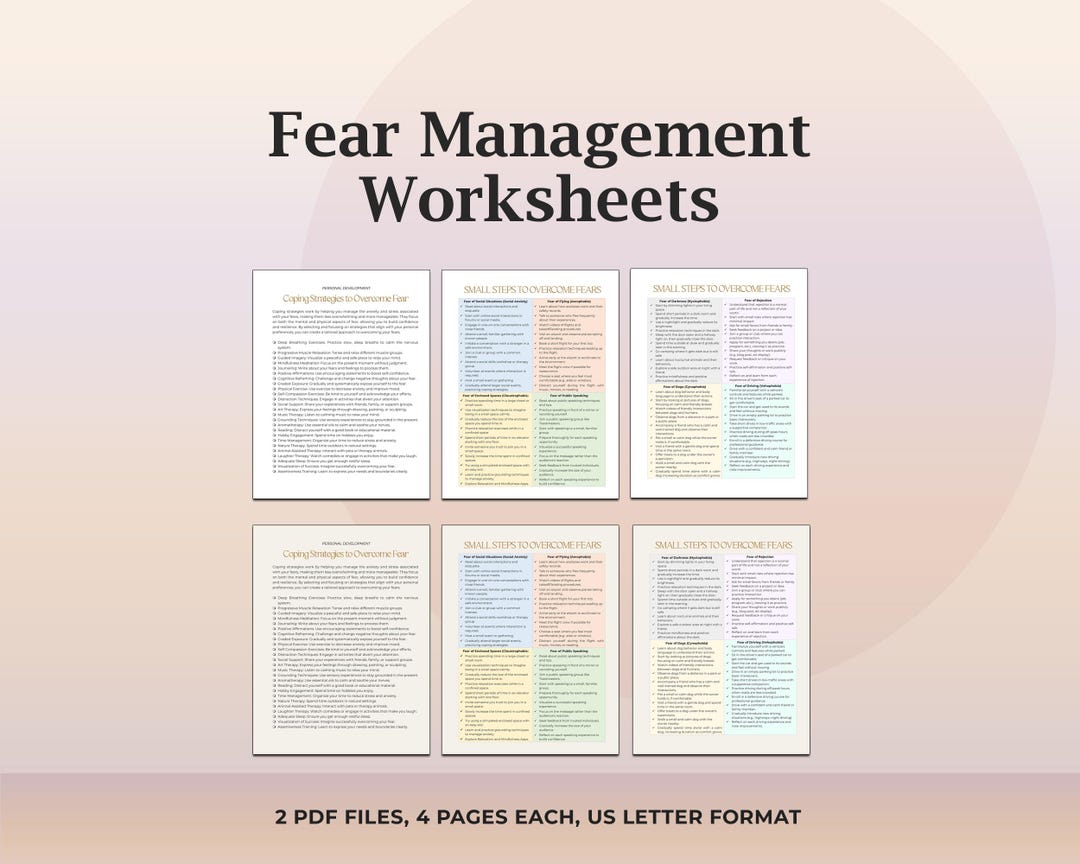 Fear Worksheets, Anxiety Help, Mental Health, Mindfulness Aid, Therapy ...