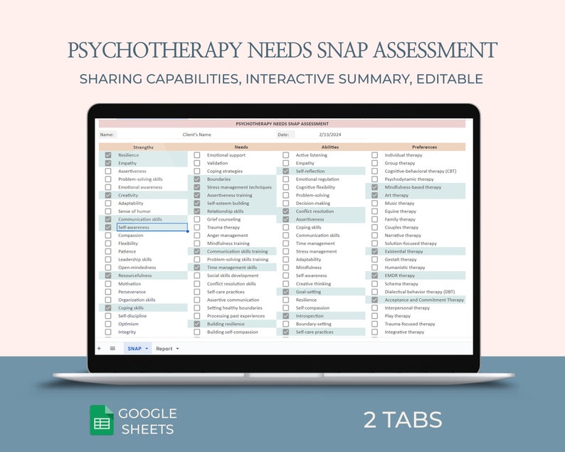 SNAP Assessment, Mental Health Snap Assessment, Counseling, Behaviour ...