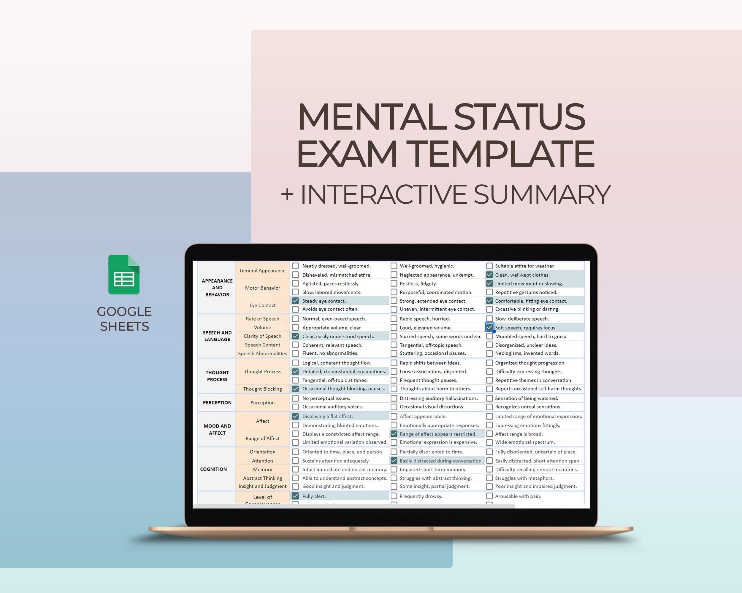 MSE Sheet Template Mental Status Exam Mental Status - Etsy Australia