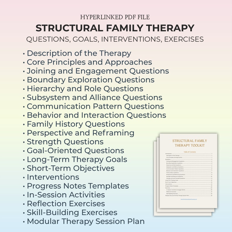 Family Therapy Questions, Structural Family Psychotherapy Guide, Family ...
