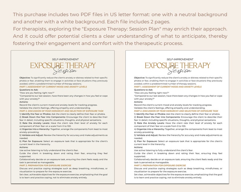 Exposure Therapy Session Plan Exposure Psychotherapy Social Anxiety ...