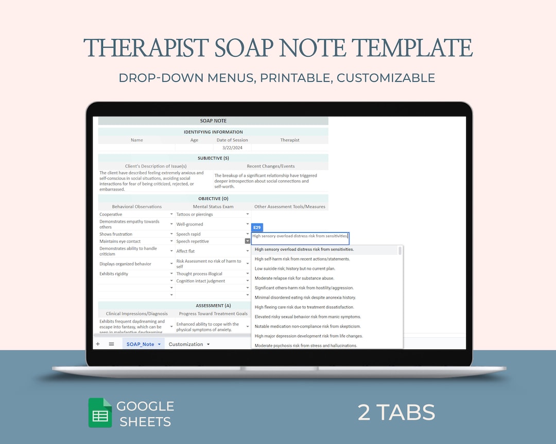 SOAP Note Template, Therapist Templates, Therapist, Psychology Therapy ...