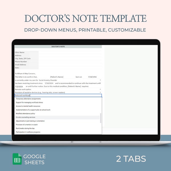 Dr Note Template - Etsy