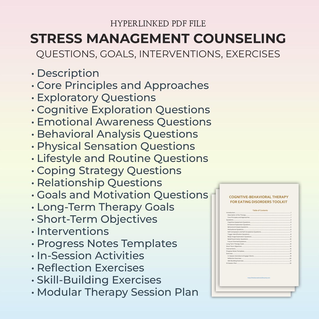 Stress Management Counseling Toolkit High Cortisol PTSD Treatment ...