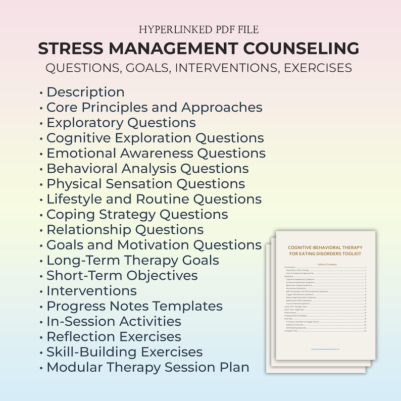 Stress Management Counseling Toolkit High Cortisol PTSD Treatment ...