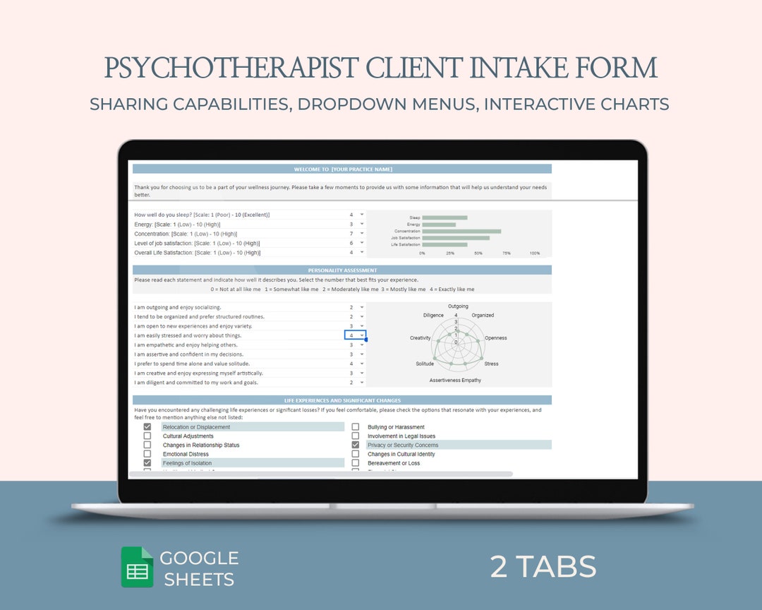 Therapy Client Intake Form, Psychotherapist Client Intake Form ...