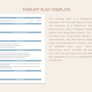 Treatment Plan Template, Spreadsheet for Therapists, Goals ...