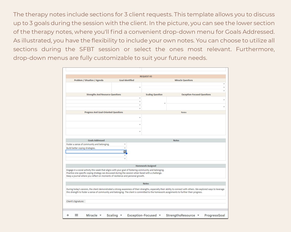 SFBT Therapy Notes Template, Solution-focused Brief Therapy Session ...