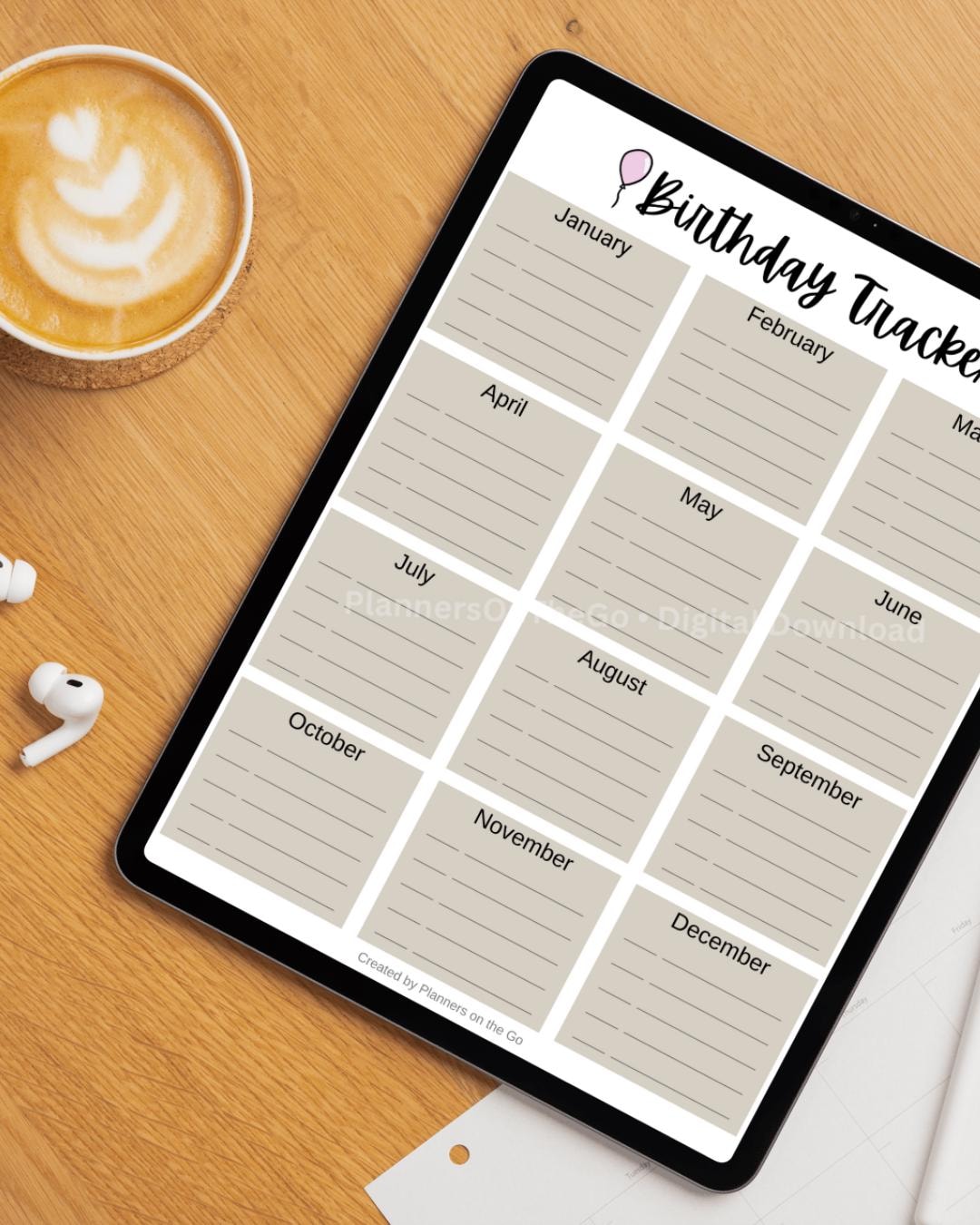 Editable Birthday Tracker | Printable Birthday List | Birthday Planner ...