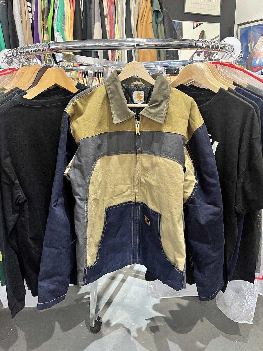 Carhartt Rework Mens Jacket Patchwork Color Block Lined Detroit Santa ...