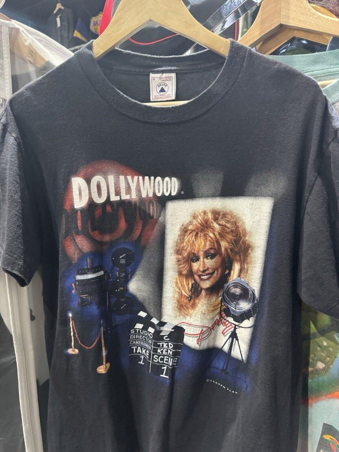 Vintage 1980s Dolly Parton Dollywood Black T-shirt Band Tee Size Medium ...