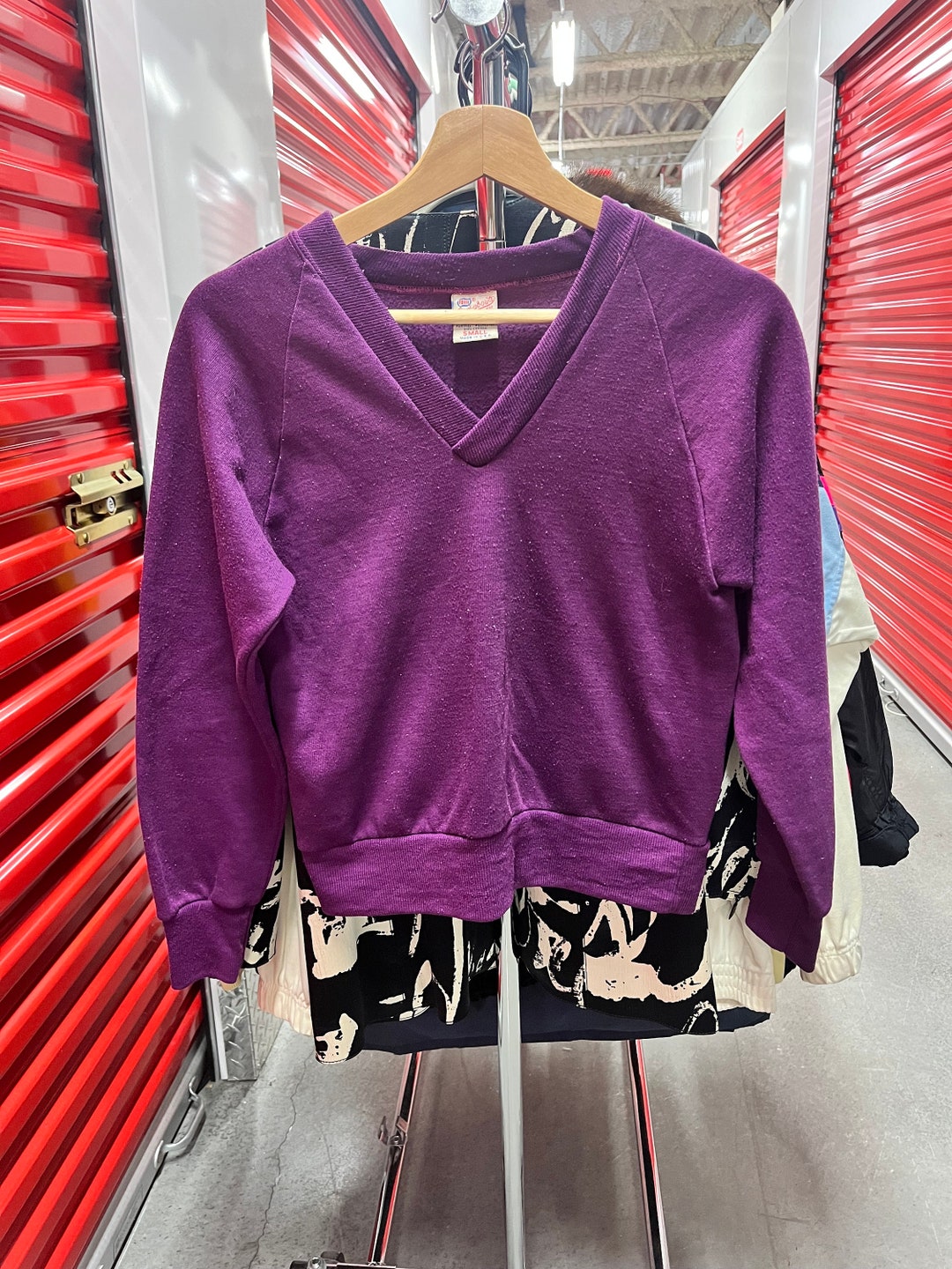 Vintage 1970s Gad-abouts Violet Purple Blank V Neck Fleece Pullover ...
