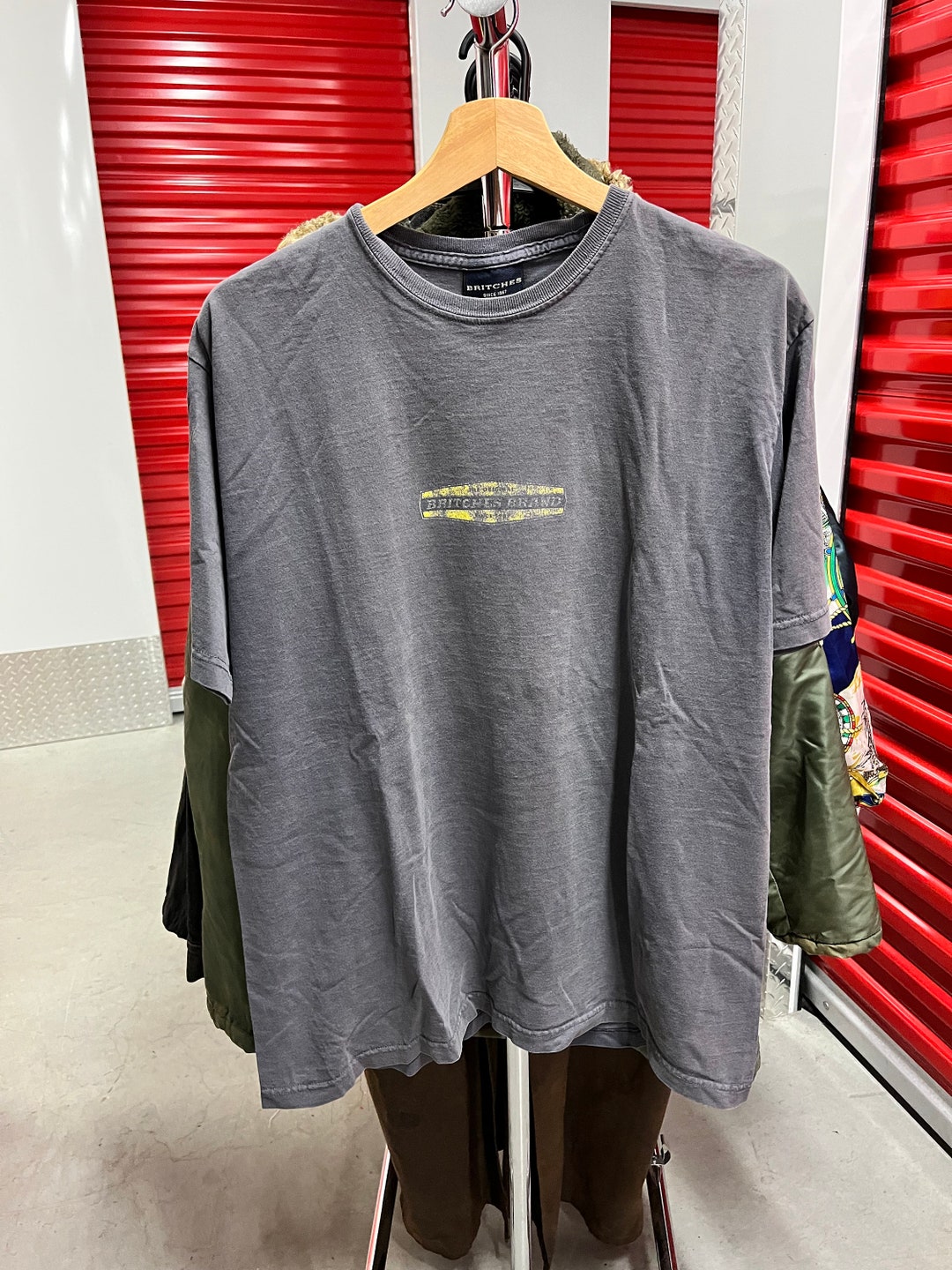 Vintage 90s Britches Brand Box Logo Faded Gray T-shirt Size Large - Etsy