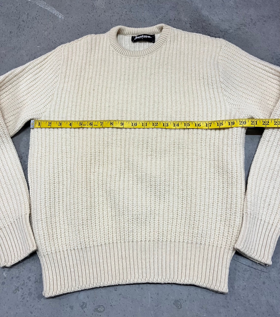 Jantzen Vintage 80s 90s Beige Knit Acrylic Blend Sweater Size Large USA Made - Etsy