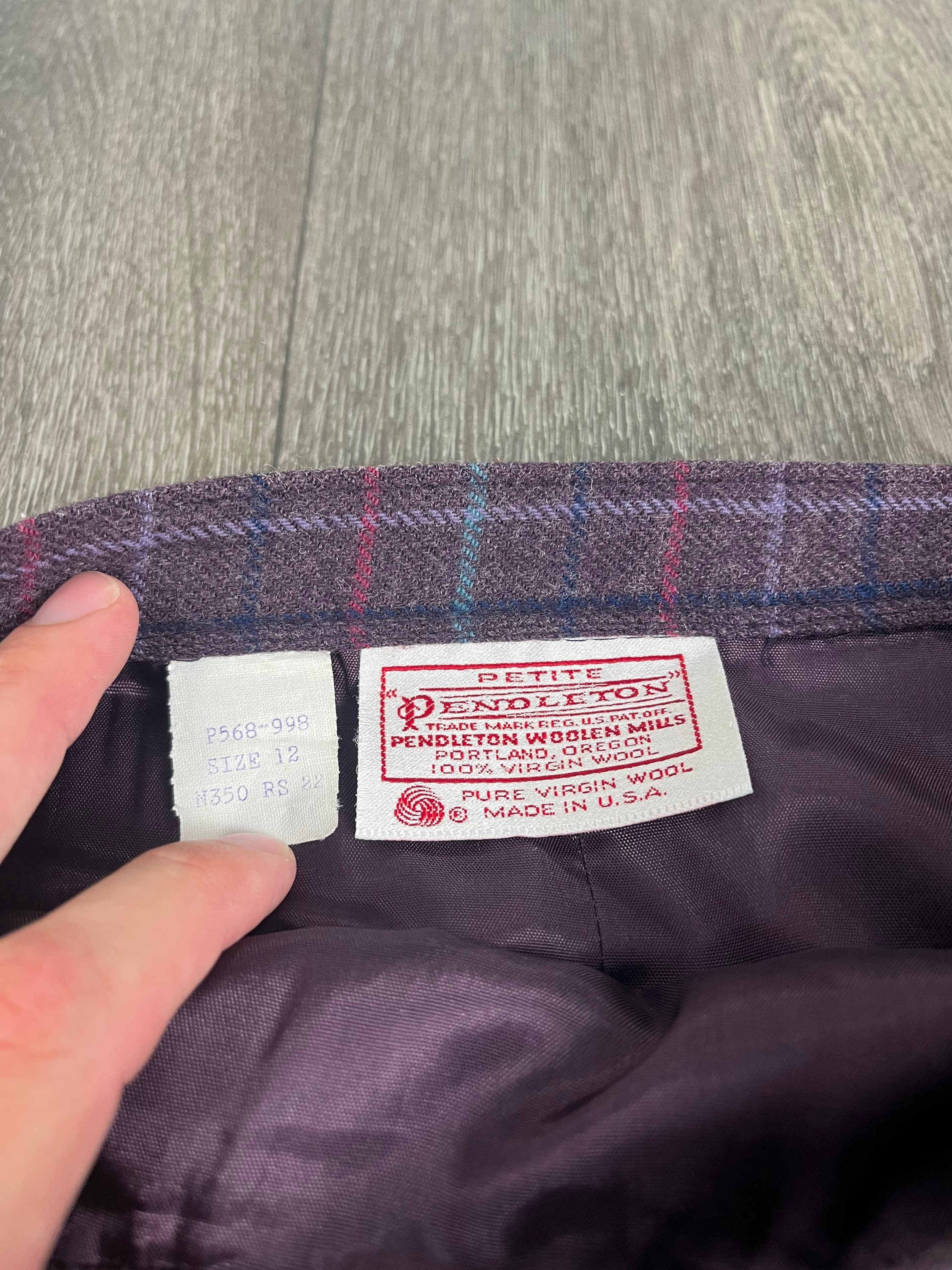 Vintage Pendleton Purple 100% Wool Tartan Plaid Knee Length Pencil ...