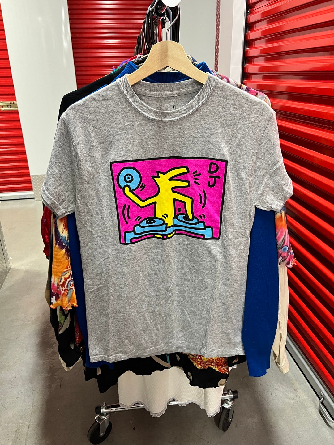 Retro Y2K Keith Haring DJ Graphic Gray T-shirt Size Small - Etsy