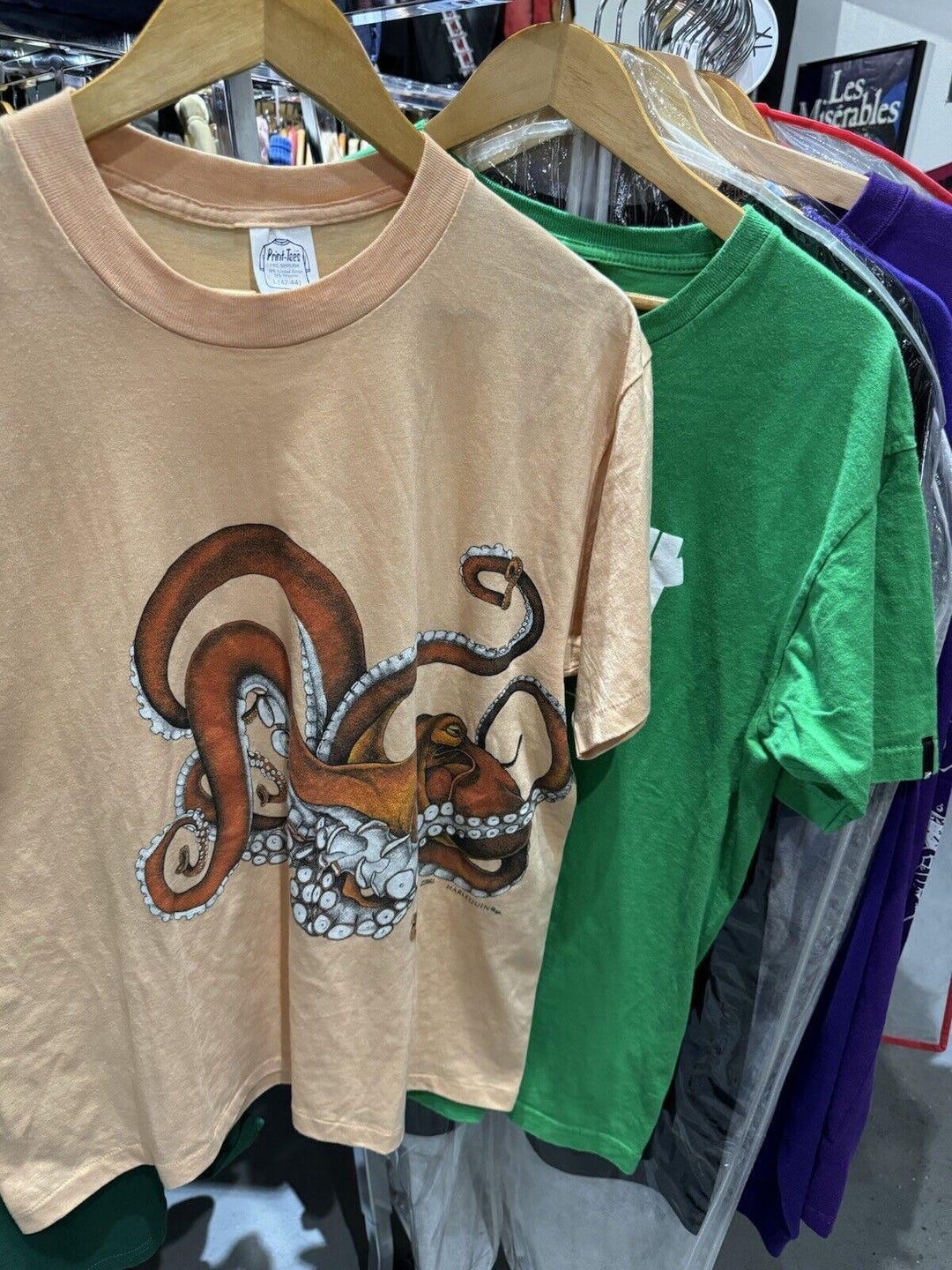 Vintage 1986 Harlequin Octopus Mega Graphic Peach T Shirt Size Large - Etsy