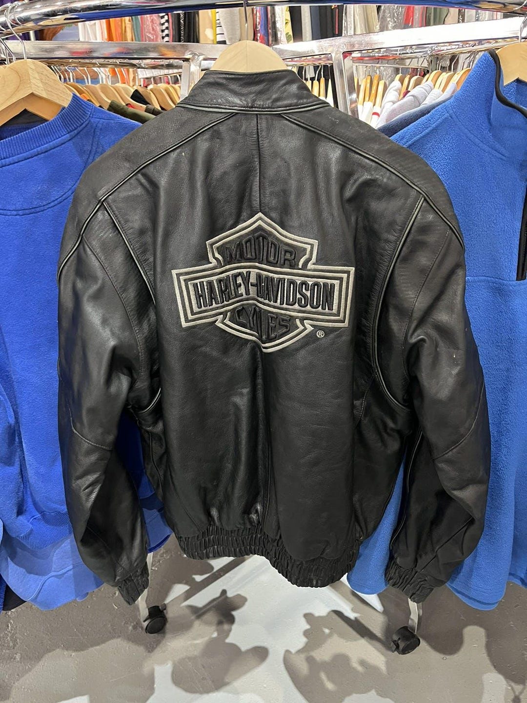 Harley-davidson Motorcycles Large Crest Logo Leather Biker Jacket Large ...