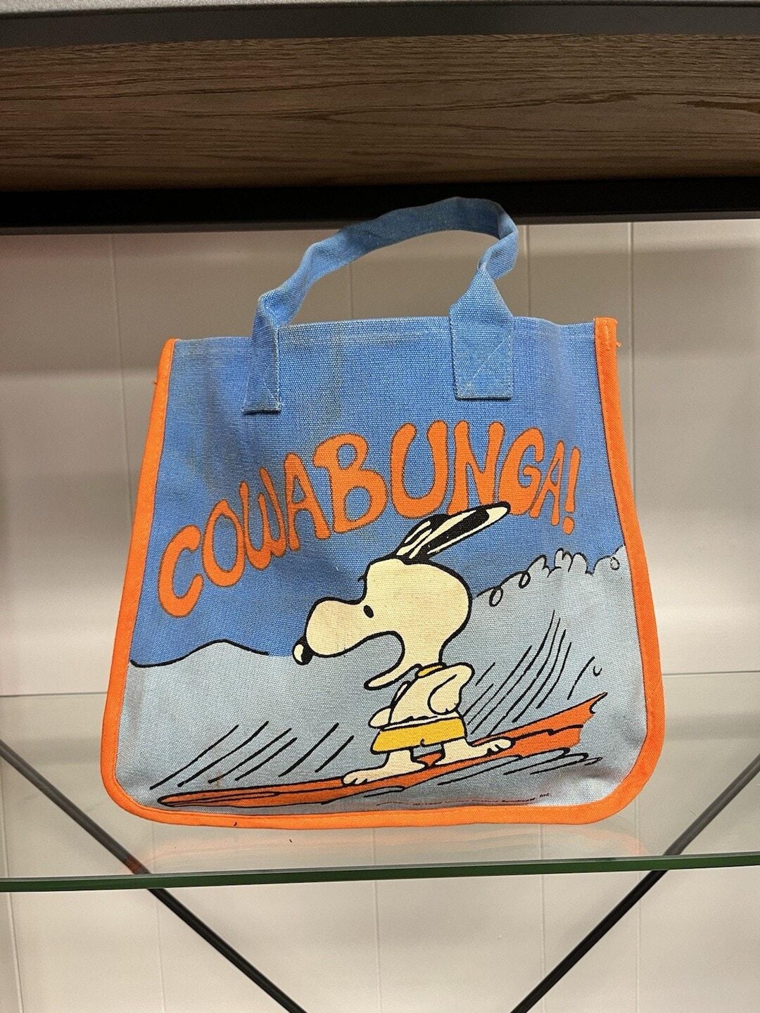 Vintage 1958 the Peanuts Snoopy COWABUNGA Canvas Snap Closure Tote Bag ...