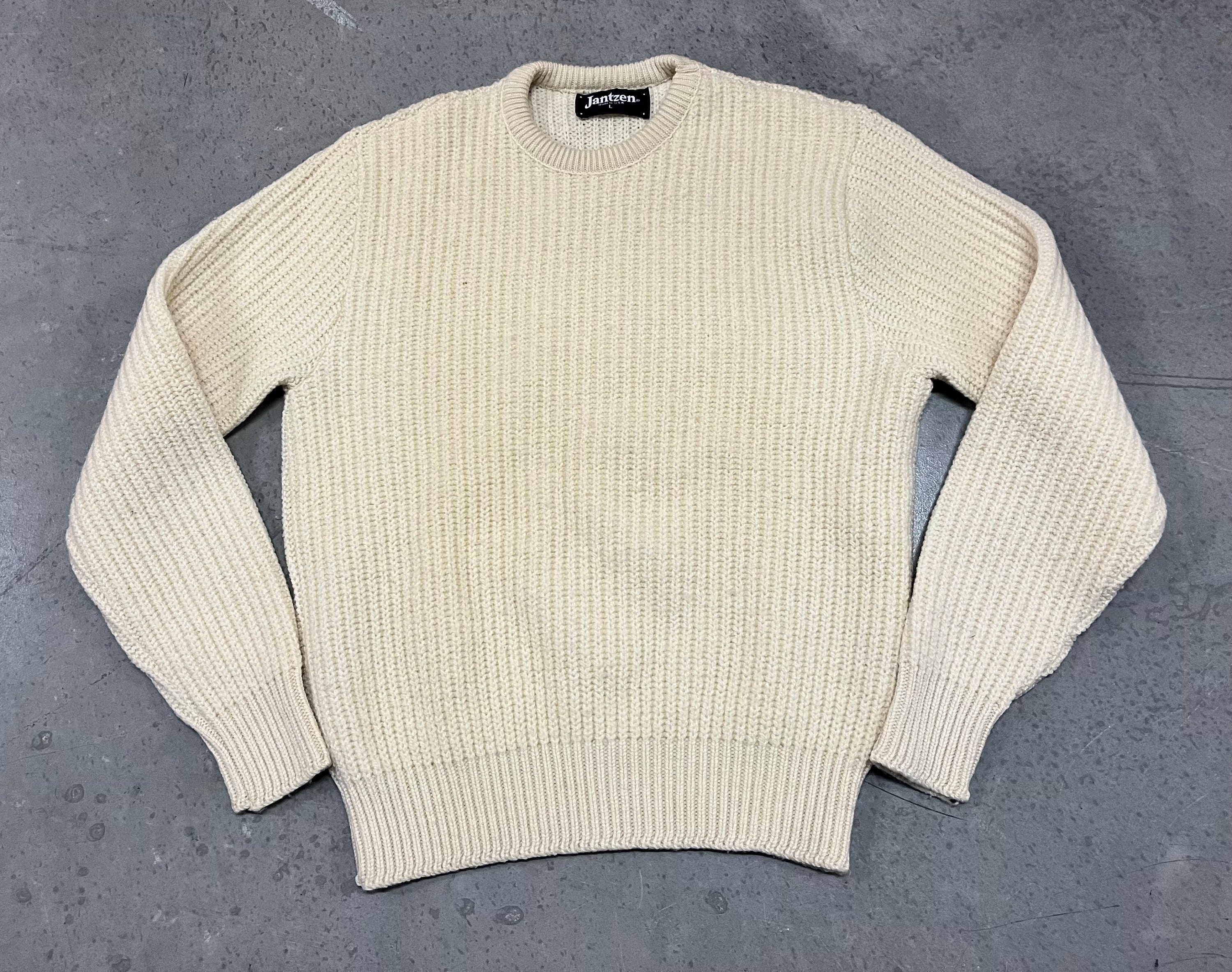 Jantzen Vintage 80s 90s Beige Knit Acrylic Blend Sweater Size Large USA Made - Etsy