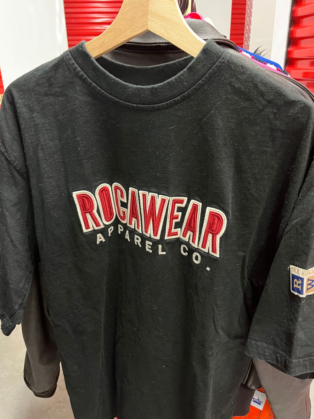 Vintage 90s Rocawear Spell Out Red Logo Black T-shirt Size Large Hip ...