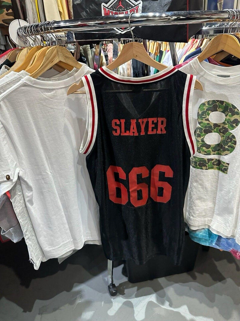 Vintage Slayer Metal Band Promo Jersey 666 Sportswear Blue Grape Tag Sz ...