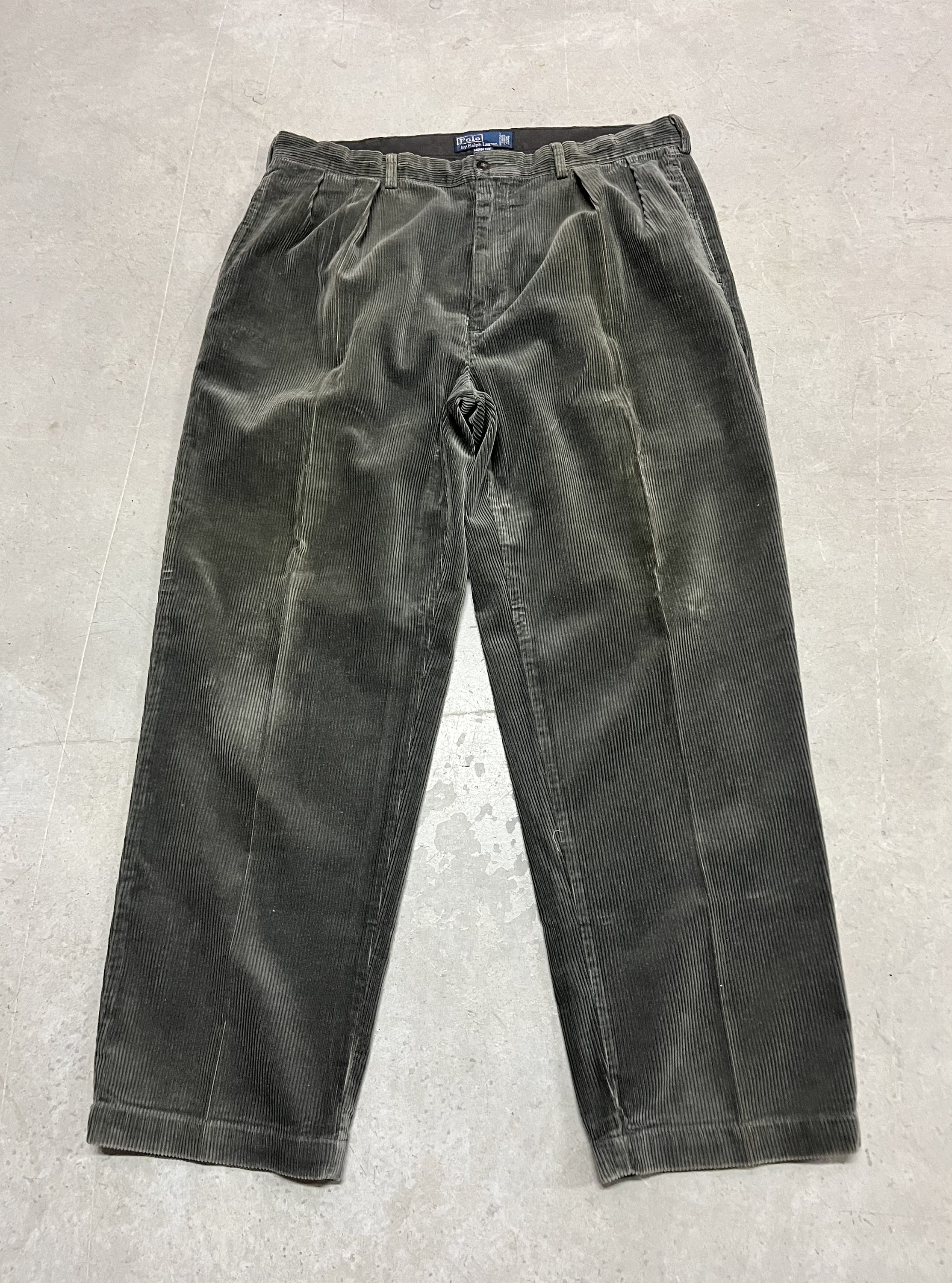 Vintage Polo Ralph Lauren Andrew Pant Gray Pleated Corduroy Pants Size 38x30 - Etsy
