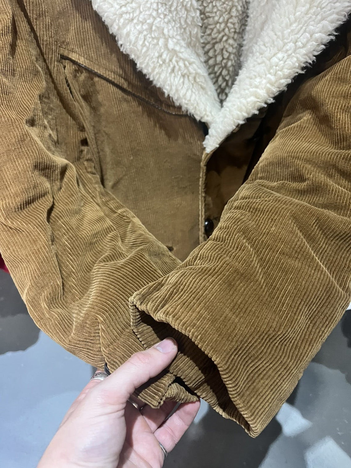 Vintage Circa 1960s Corduroy Sherpa Corduroy Button Front Barn Coat ...