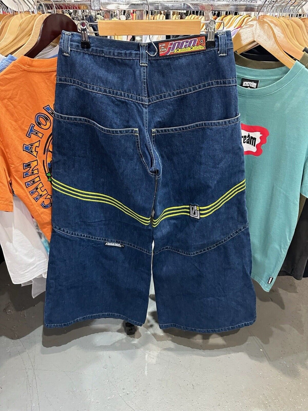 JNCO Vintage 90s Solid Static Super Wide Leg Rave Skater Denim Jeans ...