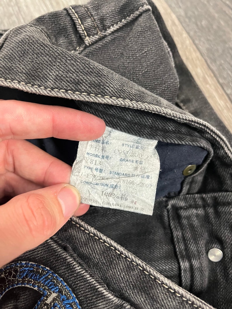 Ramon Dilon Retro Y2K Red Jeans Peace Sign Embroidered Japanese Denim ...