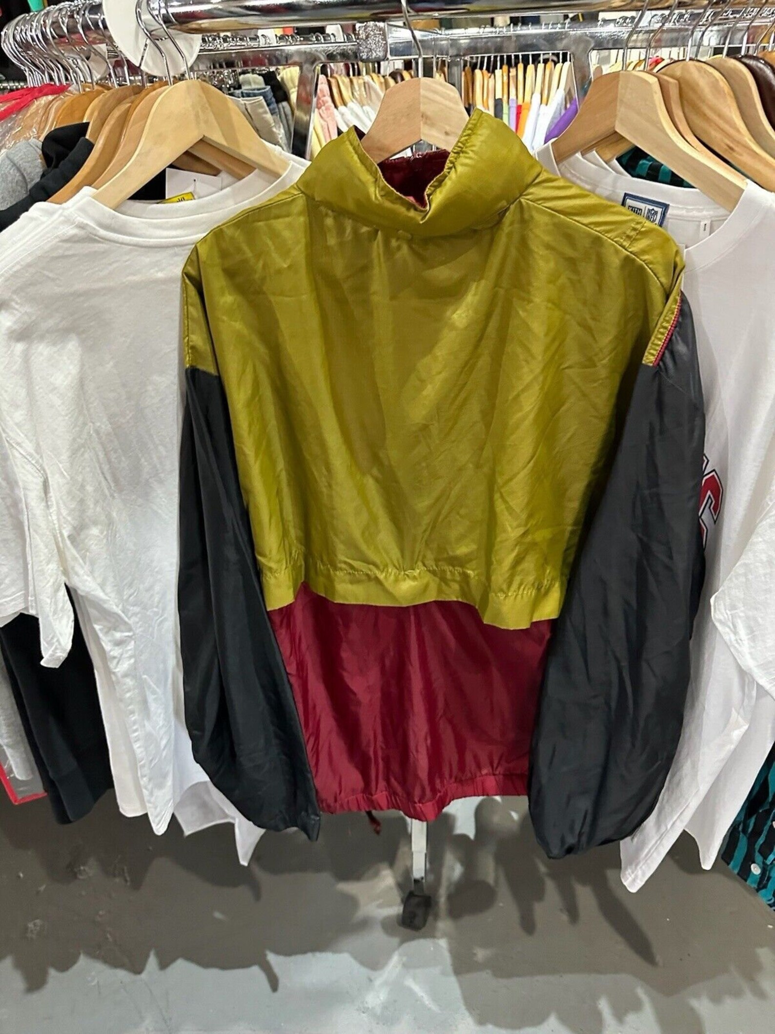 Vintage 90s Reebok Color Block Hideaway Hood Windbreaker Jacket Size ...