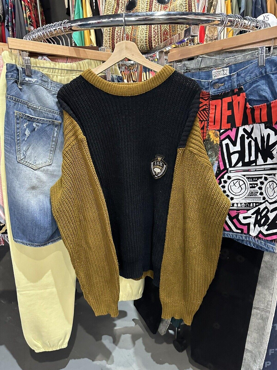 Vintage 90s IOU Color Block Knit Over Sized Sweater Size Medium - Etsy