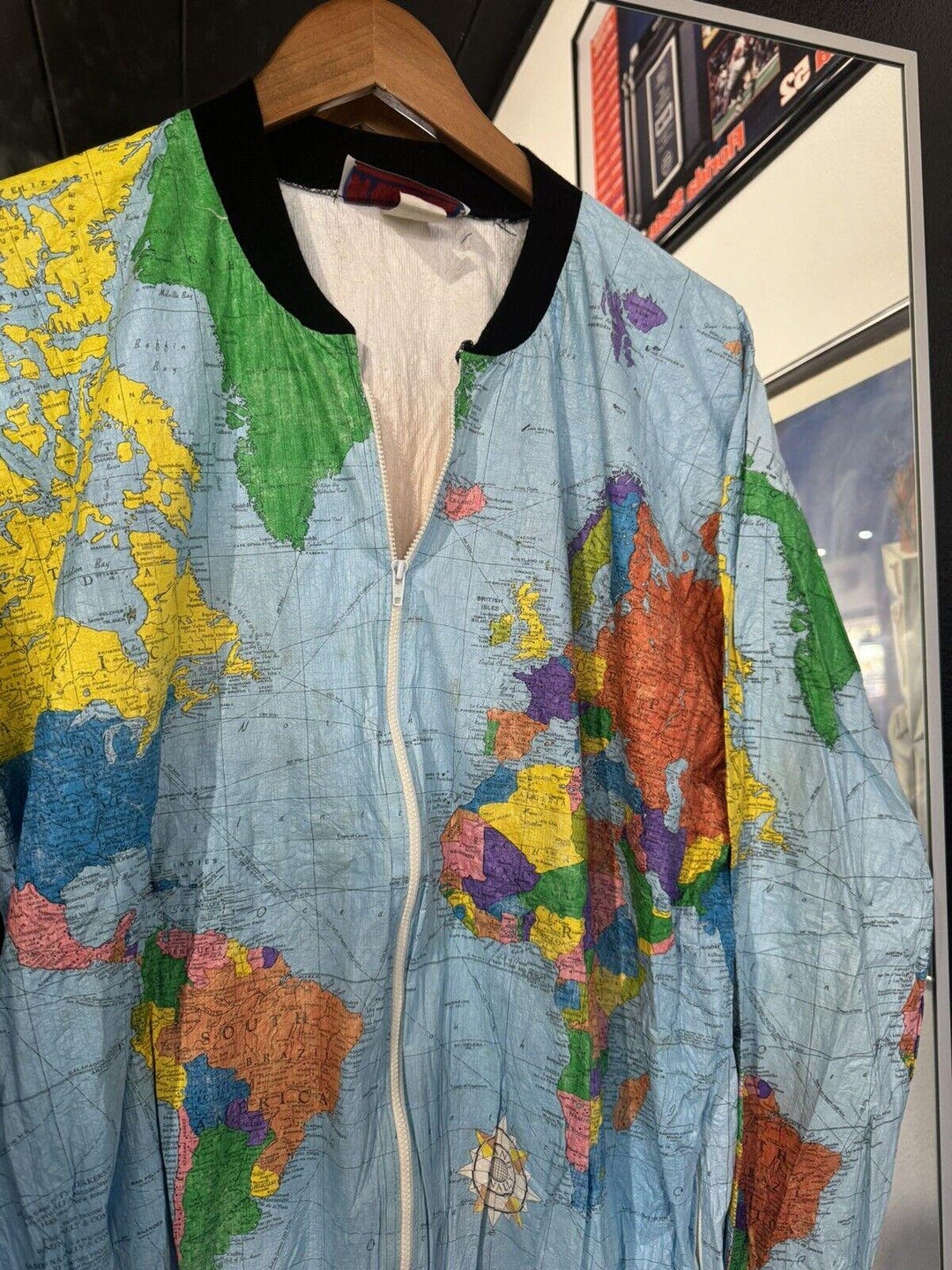 Vintage 90s World Map AOP Kurt Cobain Ty-breakers Paper Jacket Size ...