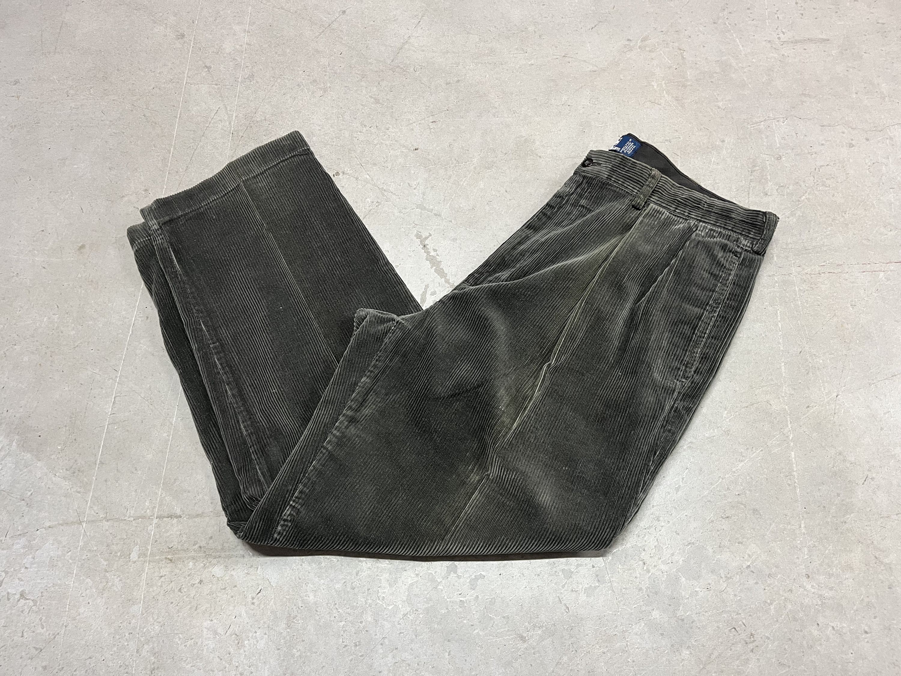 Vintage Polo Ralph Lauren Andrew Pant Gray Pleated Corduroy Pants Size ...