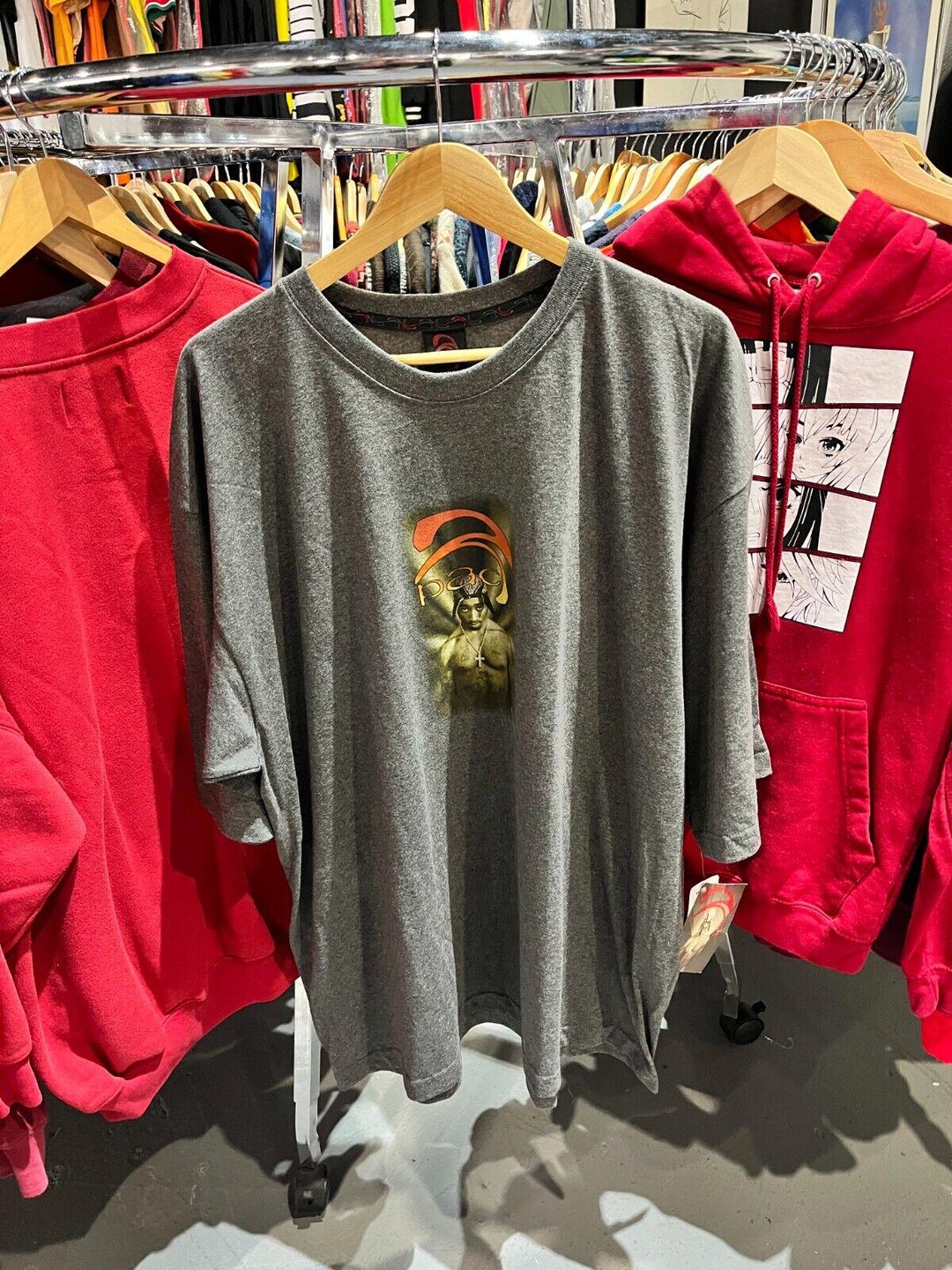 Vintage Tupac Shakur 2pac Grey Strap Hip Hop New With Tags T-shirt Size ...