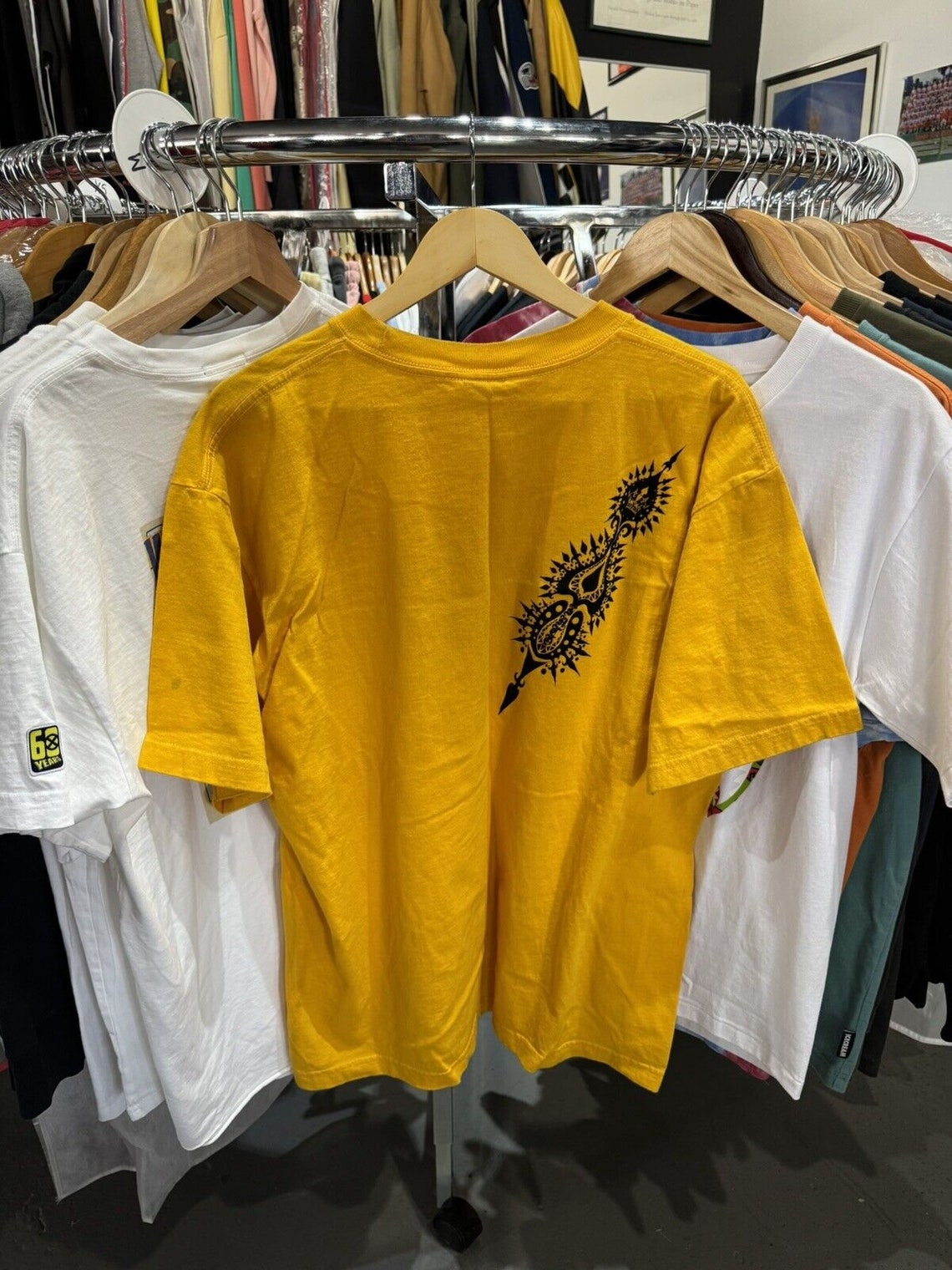 JNCO Vintage 90s JNCO Jeans Grunge Skater Velour Logo 2 Sided Yellow T ...