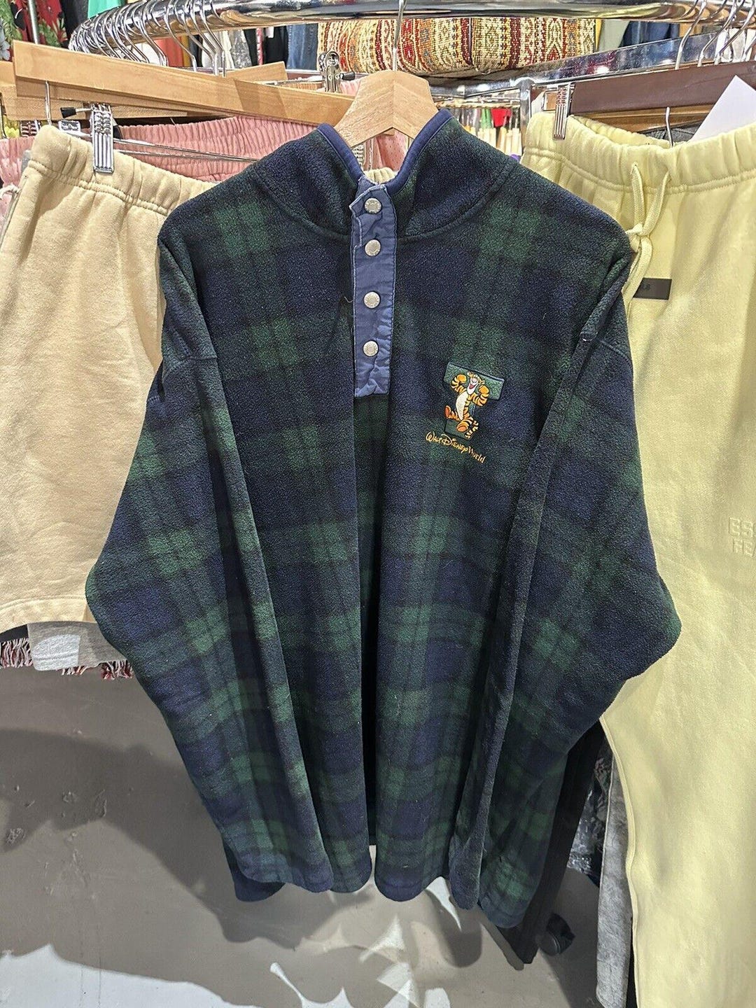 Vintage 90s Disney’s Tigger Embroidered Plaid Fleece Anorak Jacket Size ...