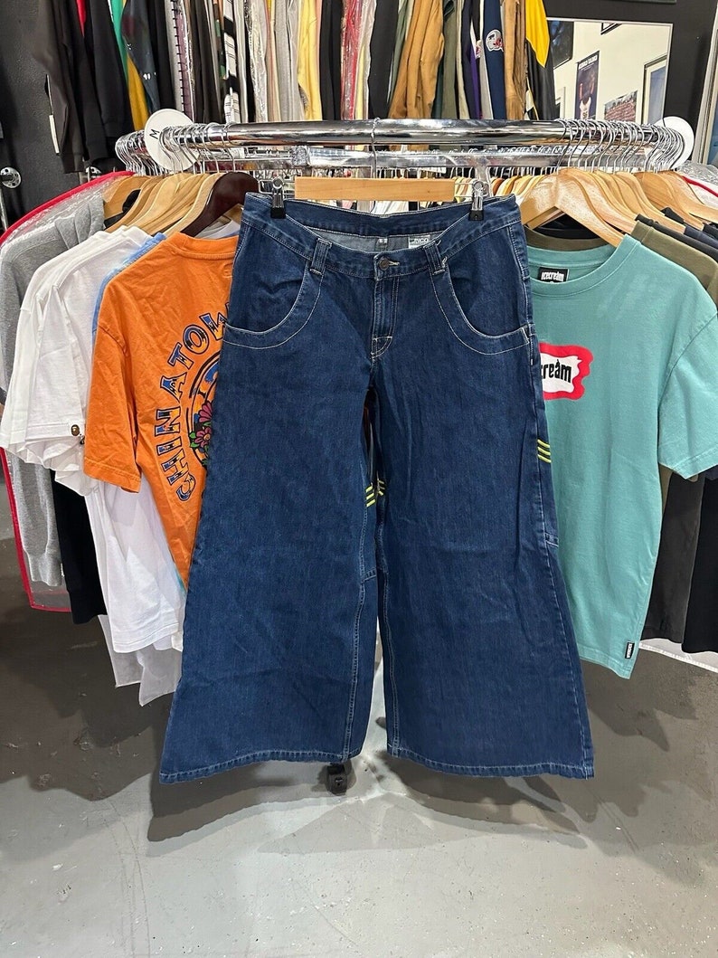 JNCO Vintage 90s Solid Static Super Wide Leg Rave Skater Denim Jeans ...