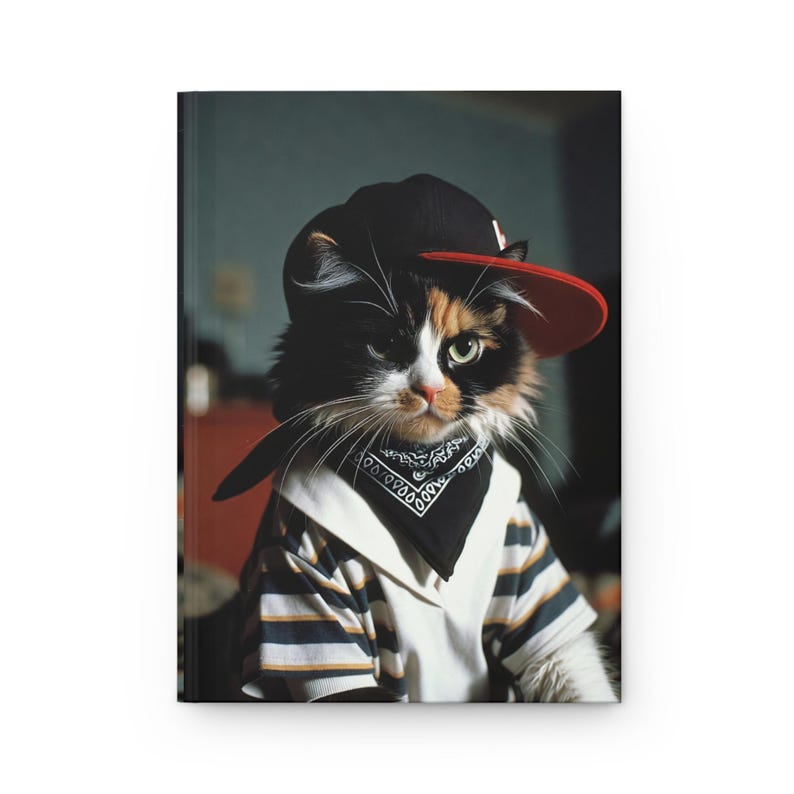 Calico Cat in Baseball Cap Journal | Cute Kitty Portrait Hardcover ...