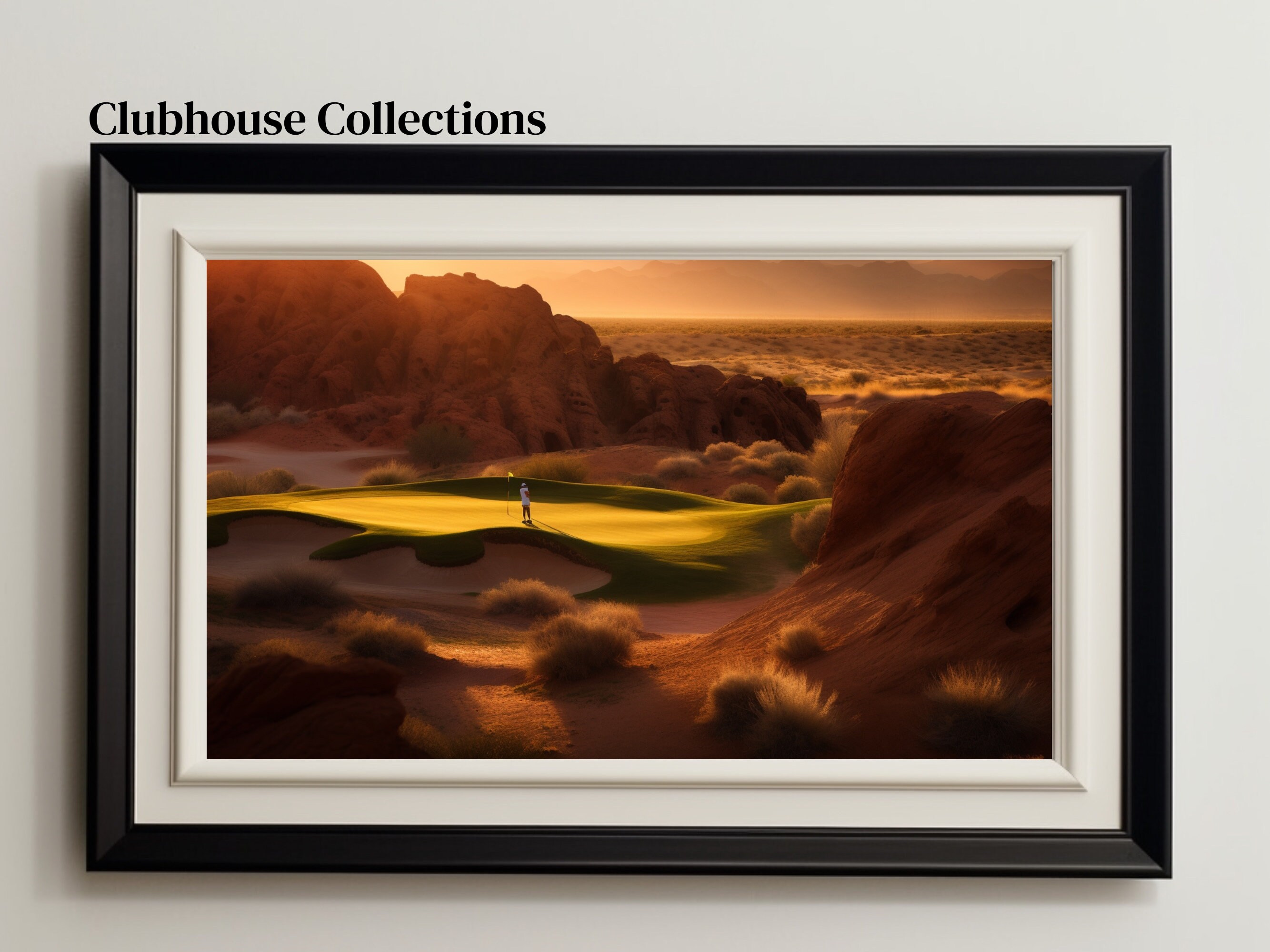 Challenging Desert Green Golf Art Print Golf Course Painting Golf ...