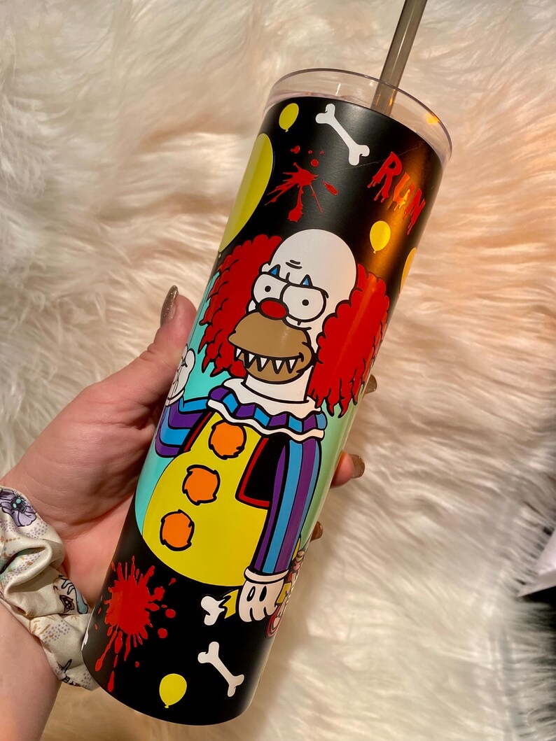 Krusty the Clown, the Simpsons Stainless Skinny Tumbler, Halloween Cup ...