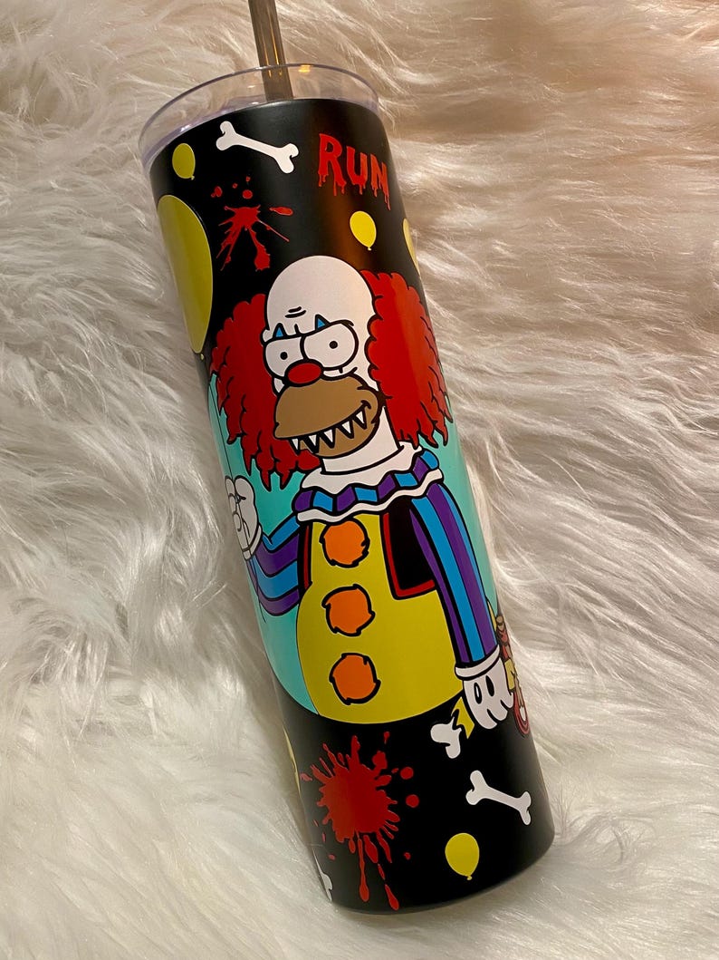 Krusty the Clown, the Simpsons Stainless Skinny Tumbler, Halloween Cup ...