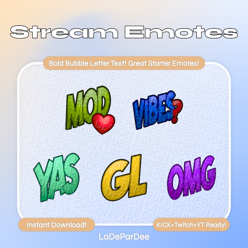 FREEBIE Neon Bubble Letter Starter Emotes : KICK, Twitch, Youtube ...