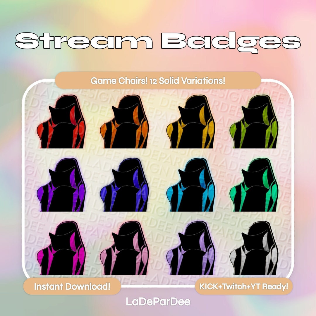 Racing Gamer Chair Sub Badges: KICK, Twitch, Youtube & More - Etsy