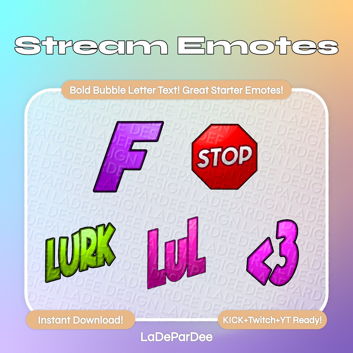 FREEBIE Neon Bubble Letter Starter Emotes : KICK, Twitch, Youtube ...