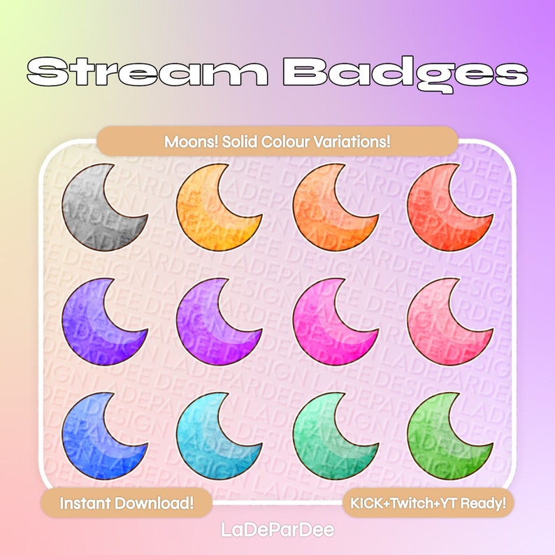 Crescent Moon Sub Badges: KICK, Twitch, Youtube & More - Etsy
