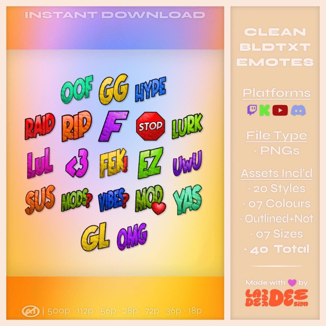 FREEBIE Neon Bubble Letter Starter Emotes : KICK, Twitch, Youtube ...